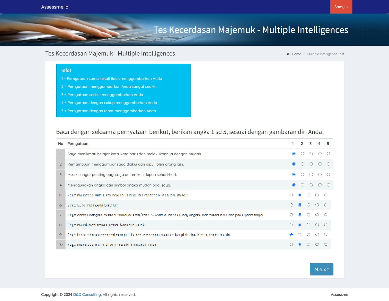 Assessme - Sample Test Multiple Intelligences